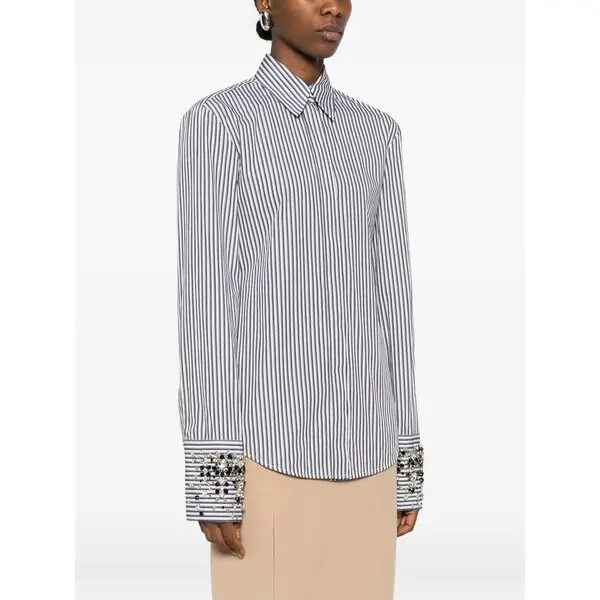 Sportmax Striped Cotton Shirt With Embellished Cuffs