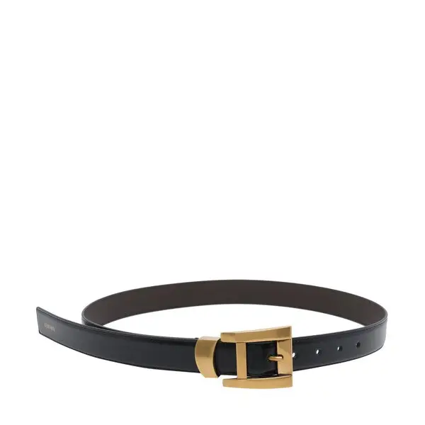 Versace Leather Belt With Logo Buckle - Black