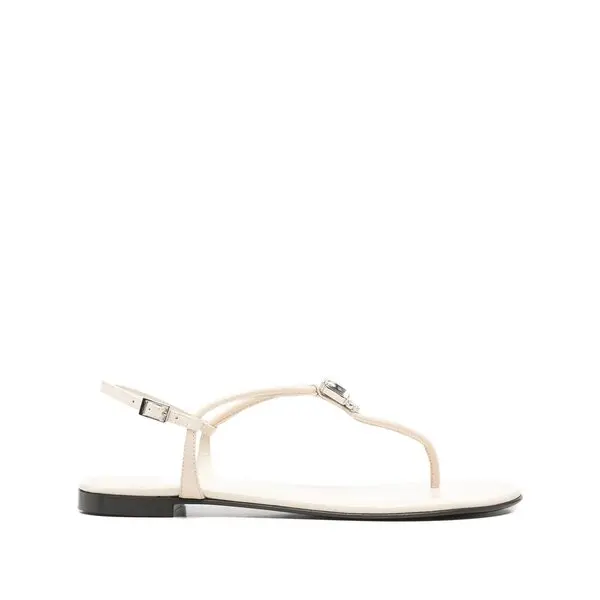 GIUSEPPE ZANOTTI Embellished Flat Sandals Neutrals - Cream