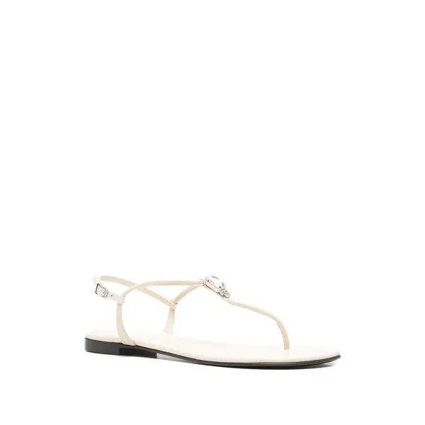 GIUSEPPE ZANOTTI Embellished Flat Sandals Neutrals - Cream