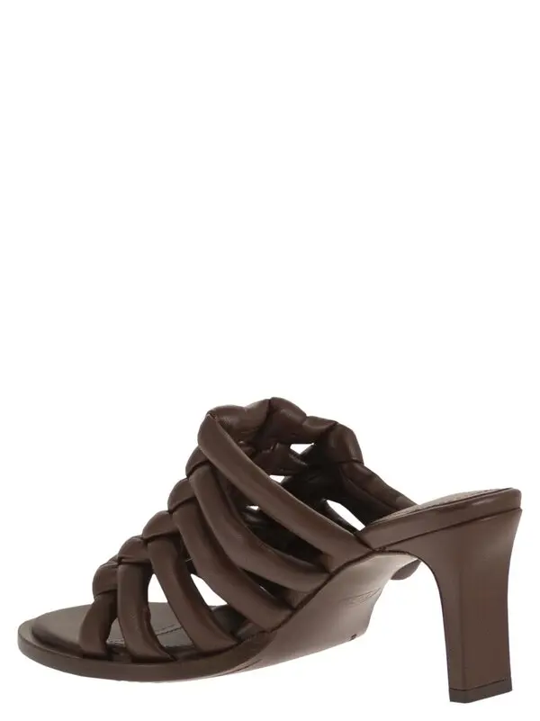 TOD'S Nappa Leather Padded Weave Clogs - Brown