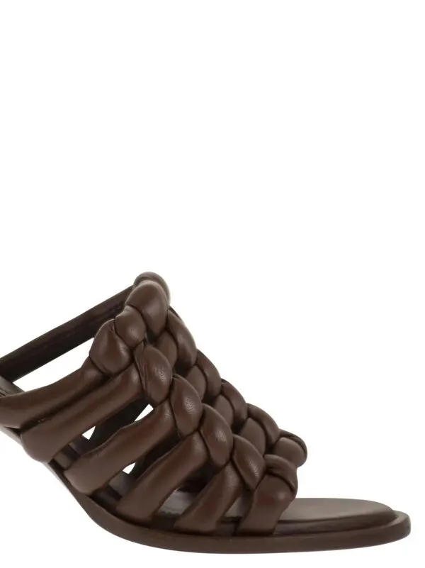 TOD'S Nappa Leather Padded Weave Clogs - Brown