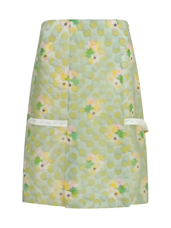 Fendi Bouquet Organza Midi Pencil Skirt