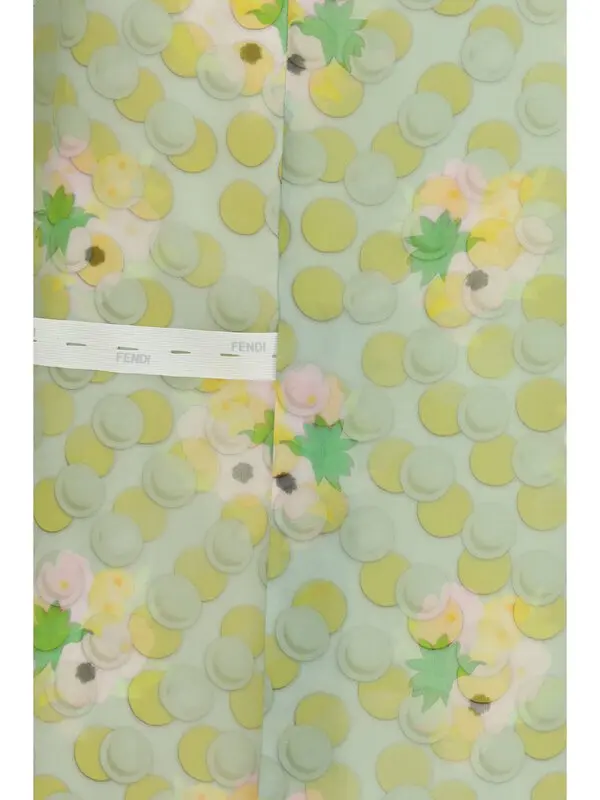Fendi Bouquet Organza Midi Pencil Skirt