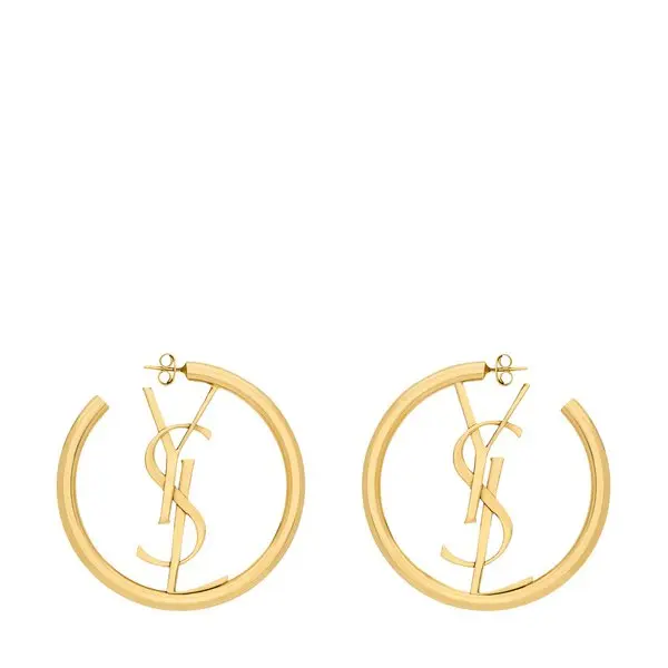 Saint Laurent Cassandre Hoop Earrings - Gold