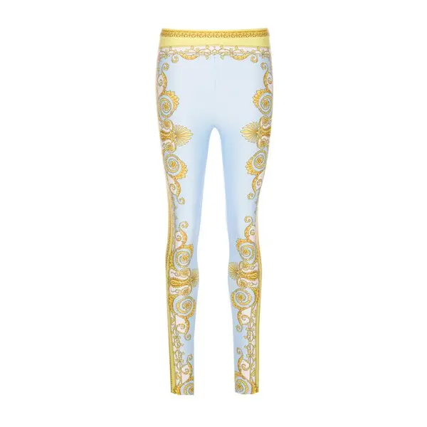 Versace Barocco Print Leggings - Blue