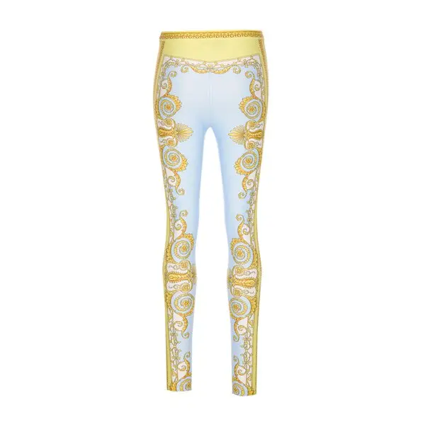 Versace Barocco Print Leggings - Blue