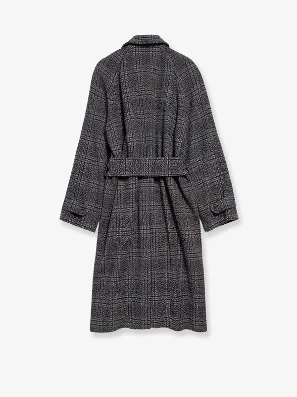 Balenciaga Wool Coat With Removable Belt - Multicolor