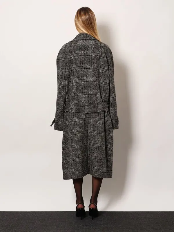 Balenciaga Wool Coat With Removable Belt - Multicolor