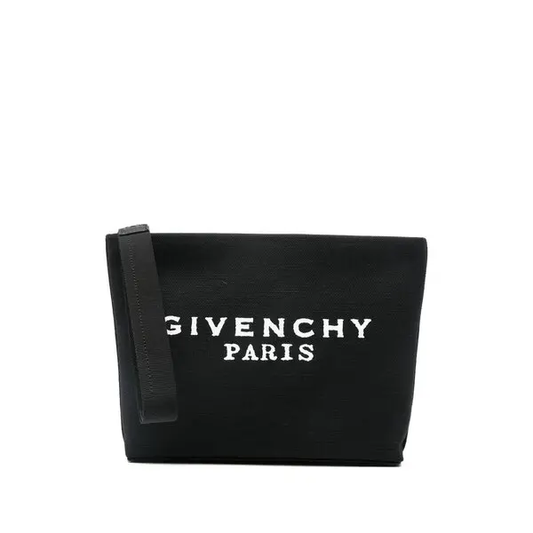 Givenchy Logo Wrist Strap Zip Fastening Clutch Bag - Black