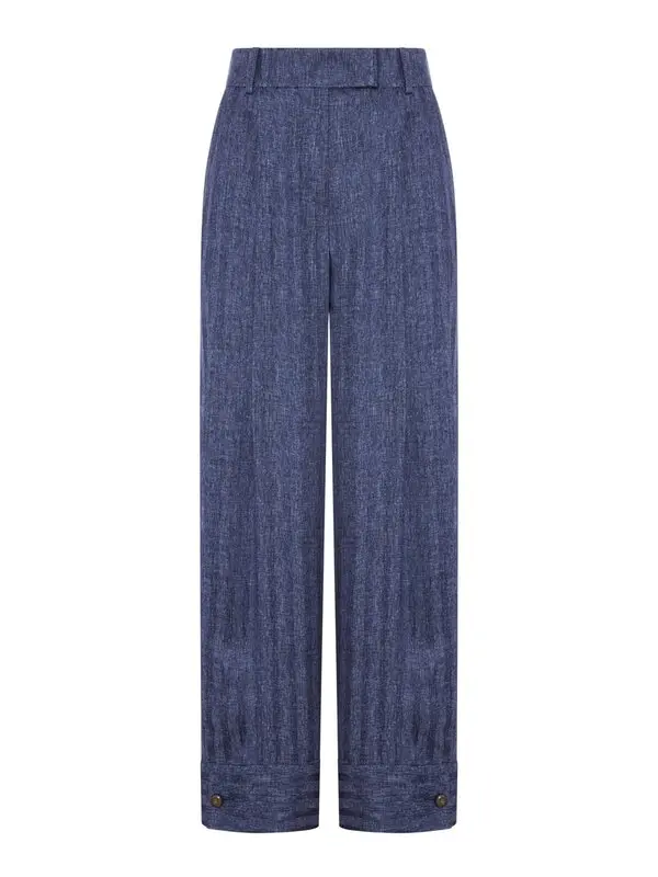 Giorgio Armani Pleated Silk Trousers - Blue