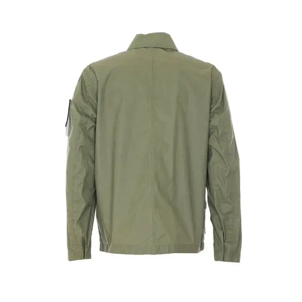 Stone Island Waxed Pigment Cotton Tela Logo Jacket - Green