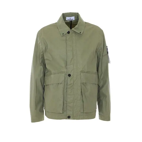 Stone Island Waxed Pigment Cotton Tela Logo Jacket - Green