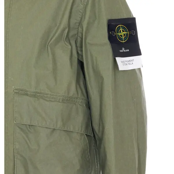 Stone Island Waxed Pigment Cotton Tela Logo Jacket - Green