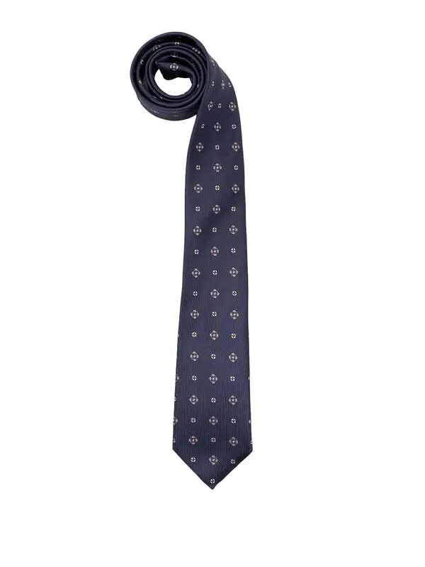 Saint Laurent Silk Geometric Print Neck Tie