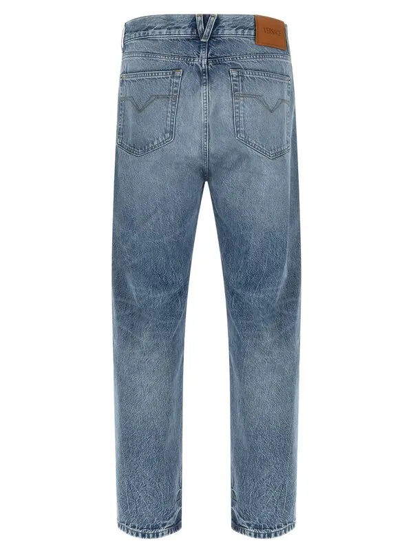 Versace Studded Straight Leg Jeans - Blue