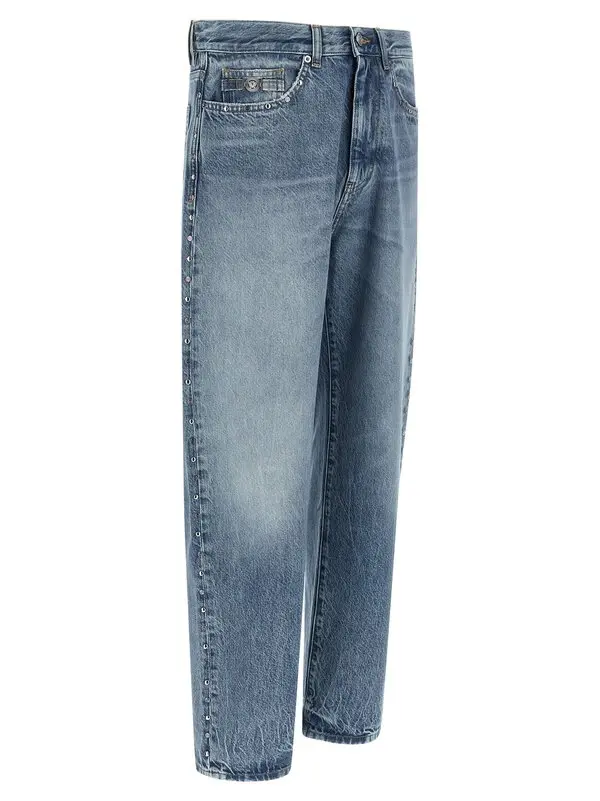 Versace Studded Straight Leg Jeans - Blue