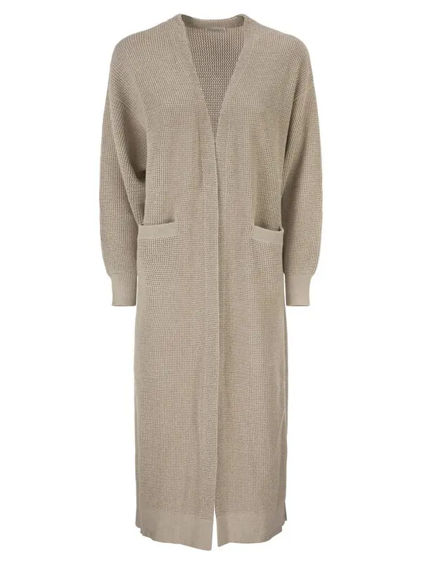 Brunello Cucinelli Sparkling Textured Cotton Long Cardigan