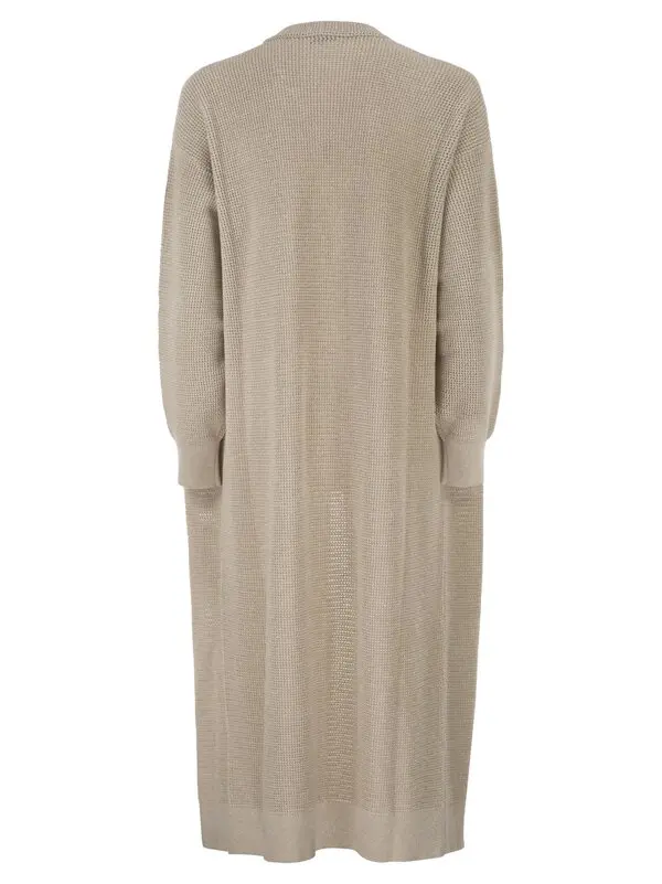 Brunello Cucinelli Sparkling Textured Cotton Long Cardigan