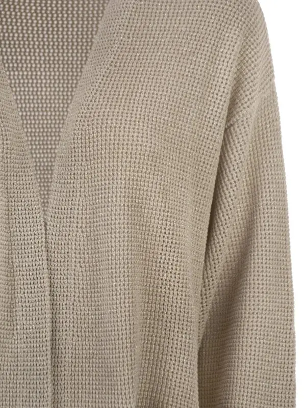 Brunello Cucinelli Sparkling Textured Cotton Long Cardigan
