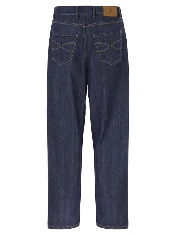 Brunello Cucinelli Iconic Fit Five-pocket Trousers In Lightweight Denim With Double Pleats - Multicolor