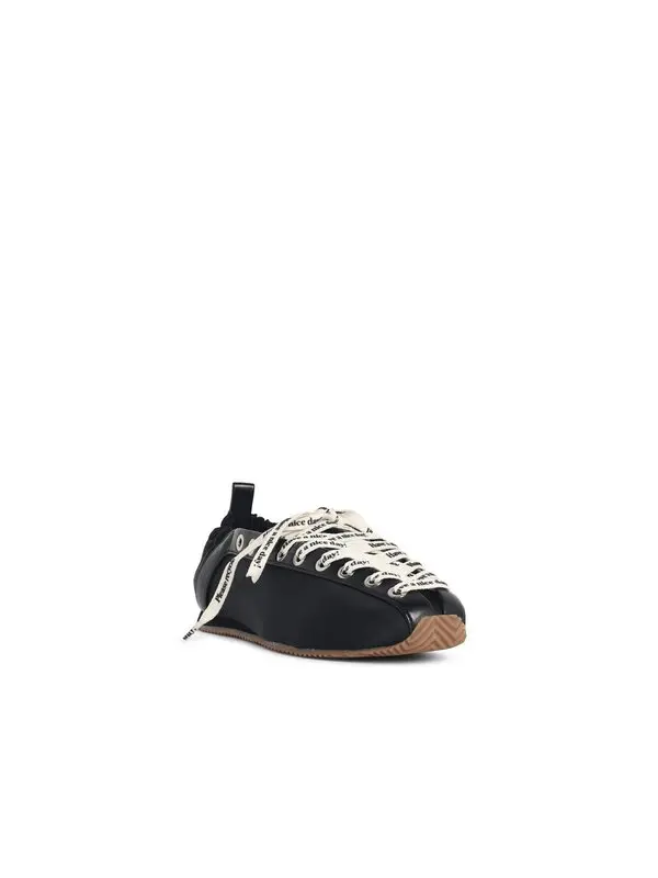 GANNI Sporty Fabric Blend Ballet Flats With Slogan Laces