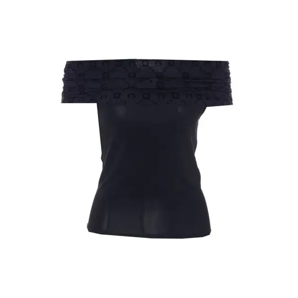 MARINE SERRE Moonogram Off-shoulder Top - Black