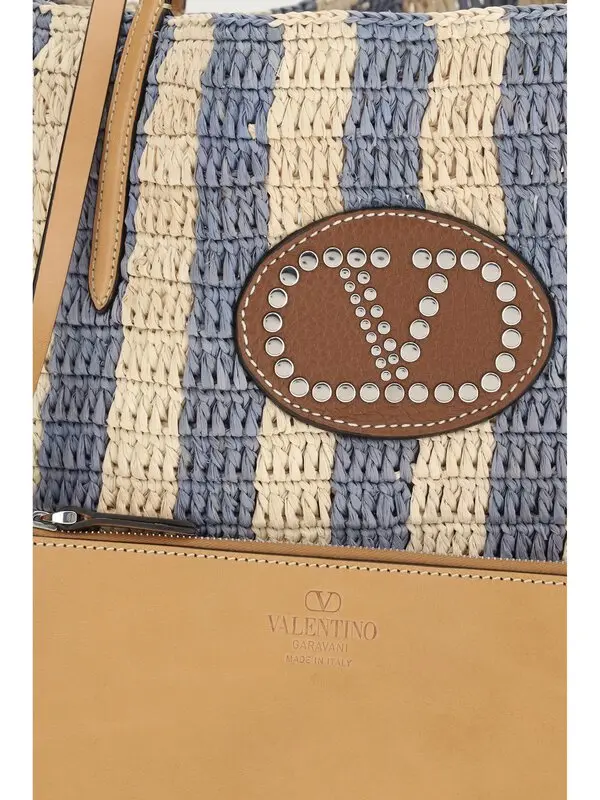 Valentino Garavani Striped Raffia Bucket Bag - Multicolor