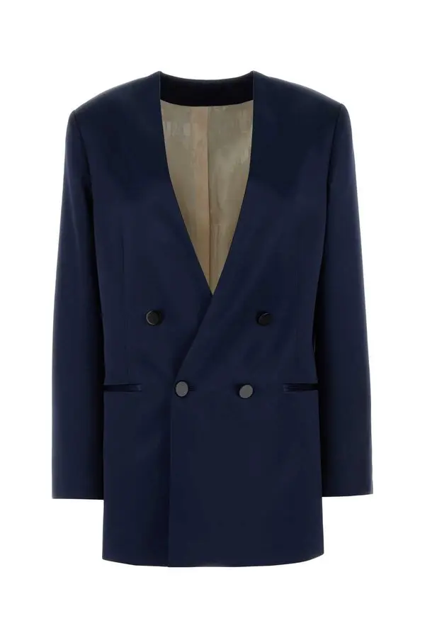 Alberta Ferretti Navy Satin Blazer