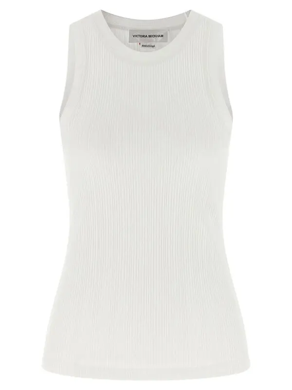 Victoria Beckham Ribbed Crew Neck Tank Top - White