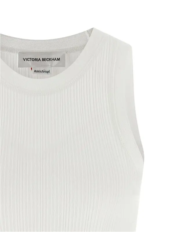 Victoria Beckham Ribbed Crew Neck Tank Top - White