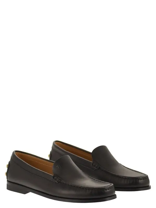 TOD'S Embossed Monogram Calfskin Leather Loafers