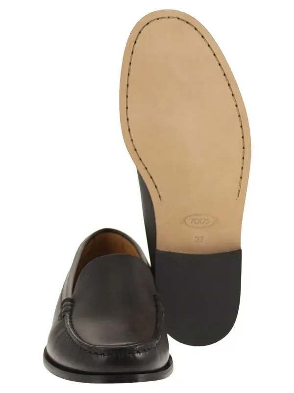 TOD'S Embossed Monogram Calfskin Leather Loafers
