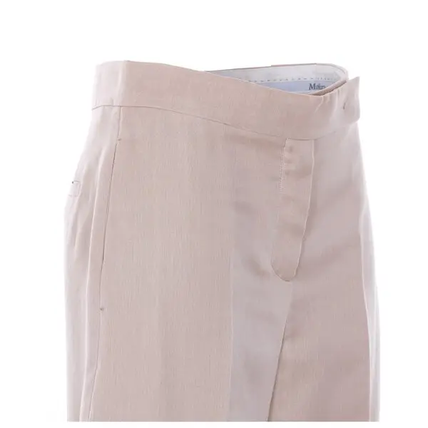 Max Mara Beige Wide Leg Stretch Viscose Pants