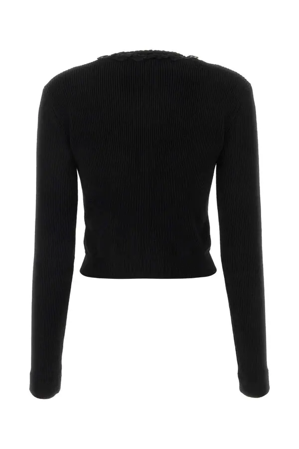 Alessandra Rich Ribbed Lace Trim Cardigan