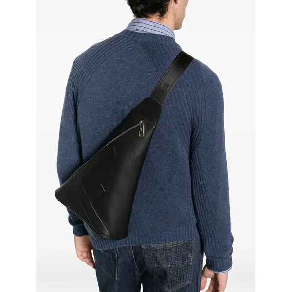Fendi Leather Embossed Logo Backpack