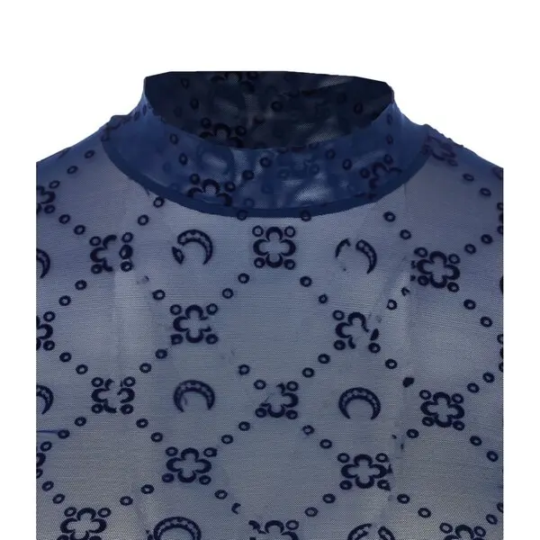 MARINE SERRE Moonogram Mesh Flock Second Skin Highneck Top