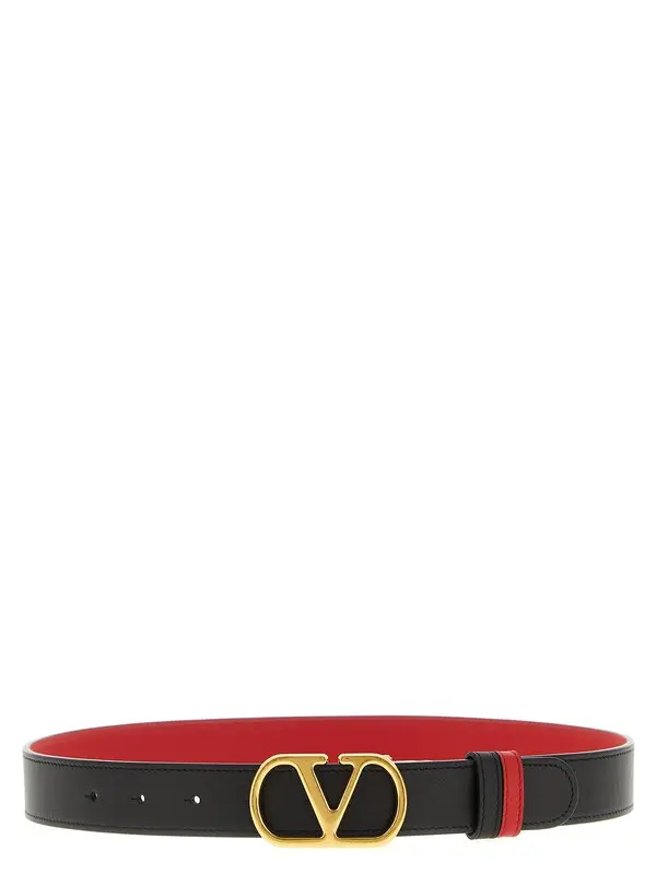 Valentino Garavani Reversible Leather Belt With Vlogo Buckle - Multicolor