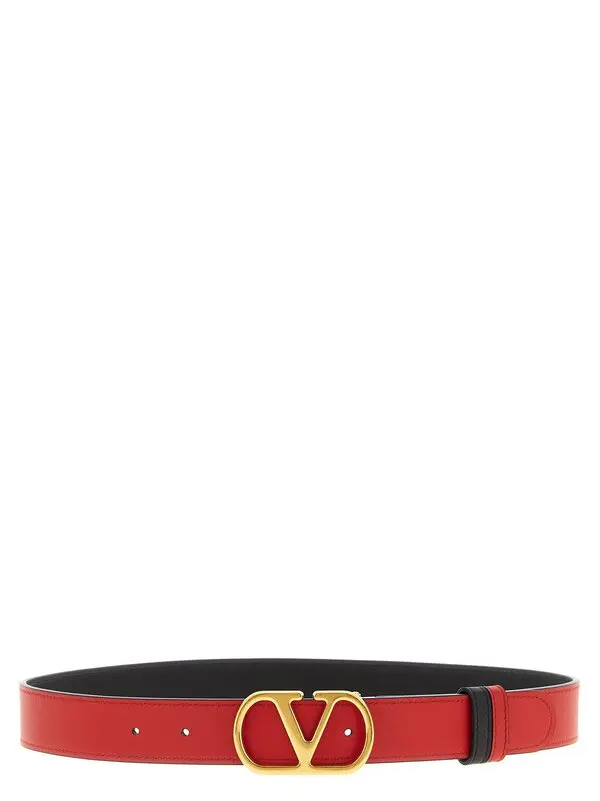 Valentino Garavani Reversible Leather Belt With Vlogo Buckle - Multicolor