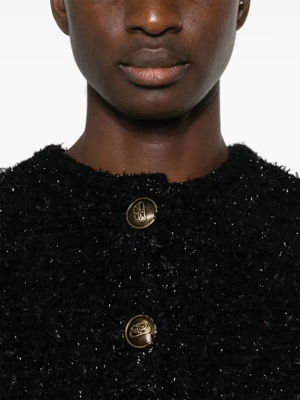 Balenciaga Bouclé Cropped Jacket With Metallic Threading And Logo-embossed Buttons - Multicolor