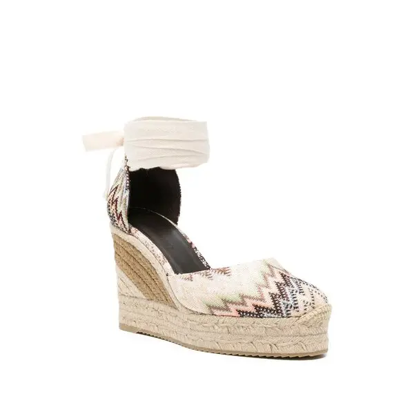 Missoni Woven Platform Wedge Espadrilles - Cream