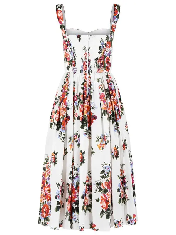 Dolce & Gabbana Floral Cotton Poplin Dress - White