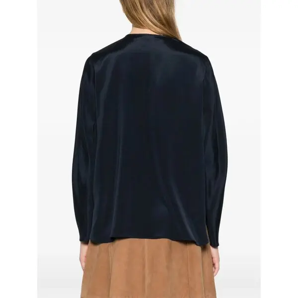 Max Mara Silk Blouse With Slit Cuffs - Blue