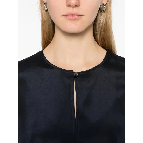 Max Mara Silk Blouse With Slit Cuffs - Blue
