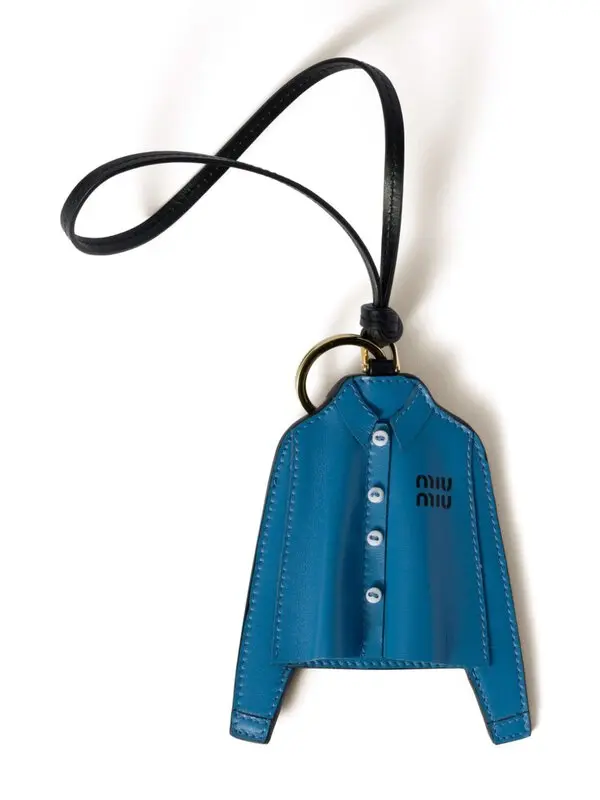 Miu Miu Leather Shirt Charm With Logo Detail - Multicolor