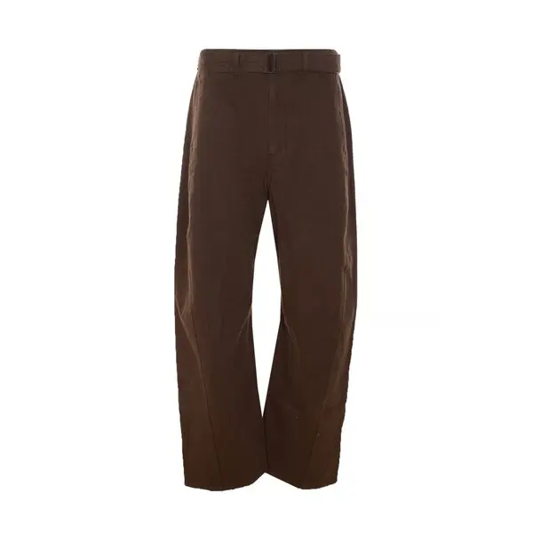 LEMAIRE Twisted Belted Cotton Pants - Brown