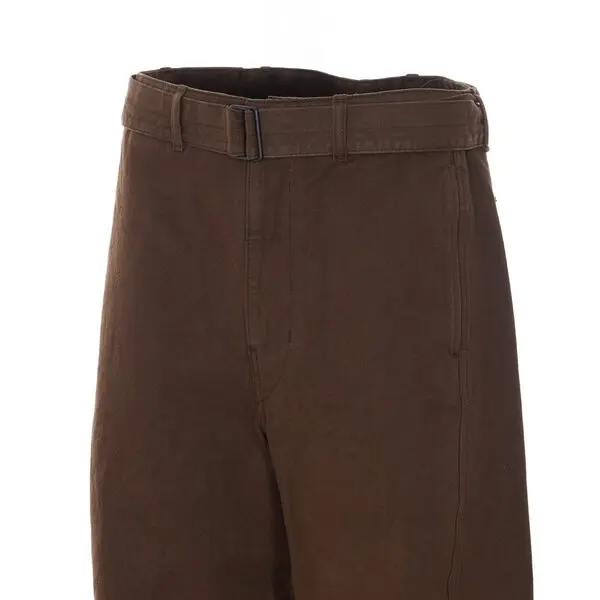 LEMAIRE Twisted Belted Cotton Pants - Brown