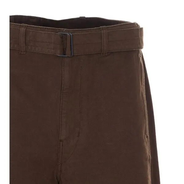 LEMAIRE Twisted Belted Cotton Pants - Brown