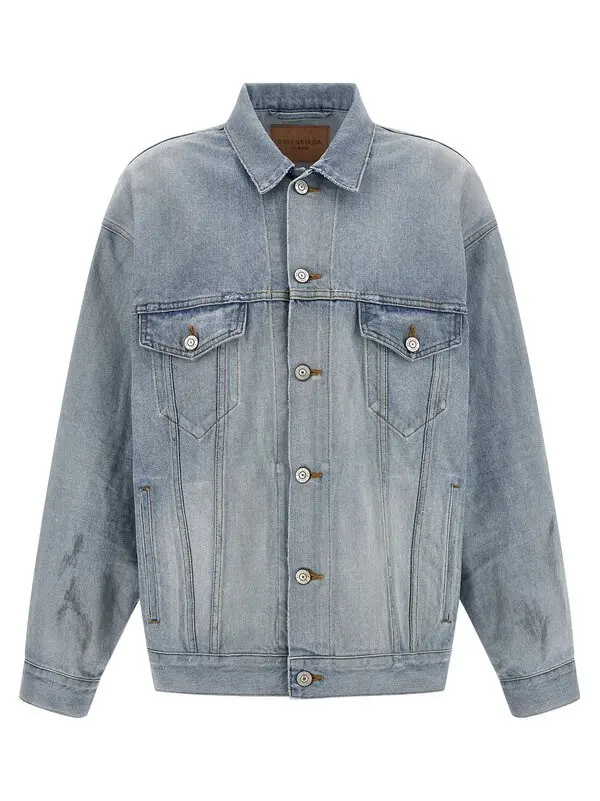 Balenciaga Masking Tape Denim Jacket - Blue
