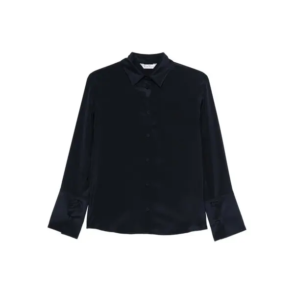 Max Mara Silk Stretch Button-up Blouse - Blue